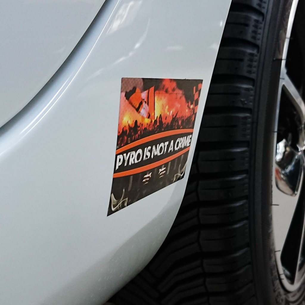 Orange Flares "Pyro is not a crime" 5pcs. - Plastic Stickers